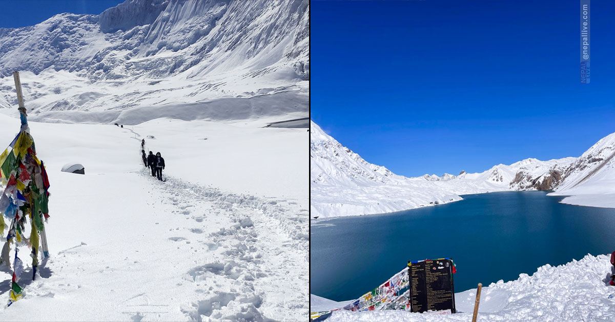 Tilicho Lake witnesses season’s first snowfall [In photos] - Nepal Live ...